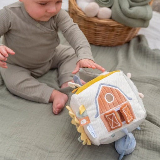 Little Dutch Soft Activity Cube – Little Farm | Baby Sensory Toy
